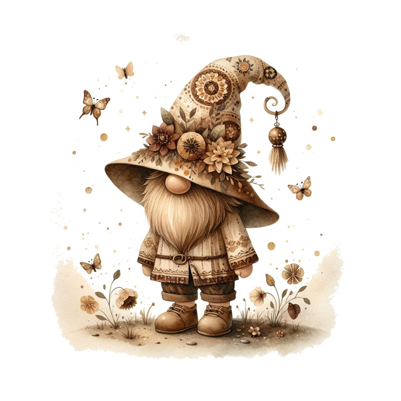 15 PNG Boho Gnome Bundle Clipart, Garden Boho Gnome Clipart Bundle ...