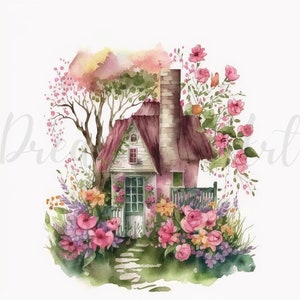 11 Summer Cottages Watercolor Clipart Jpgs Digital Planner - Etsy