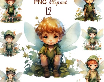 Fairy Boys Watercolor Clipart Art Set, Tooth Fairy Boy PNG Sublimation ...