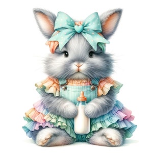 18 Baby Rabbit Clipart Bundle Jpgs, Digital Download, Clip Art, Rabbit ...