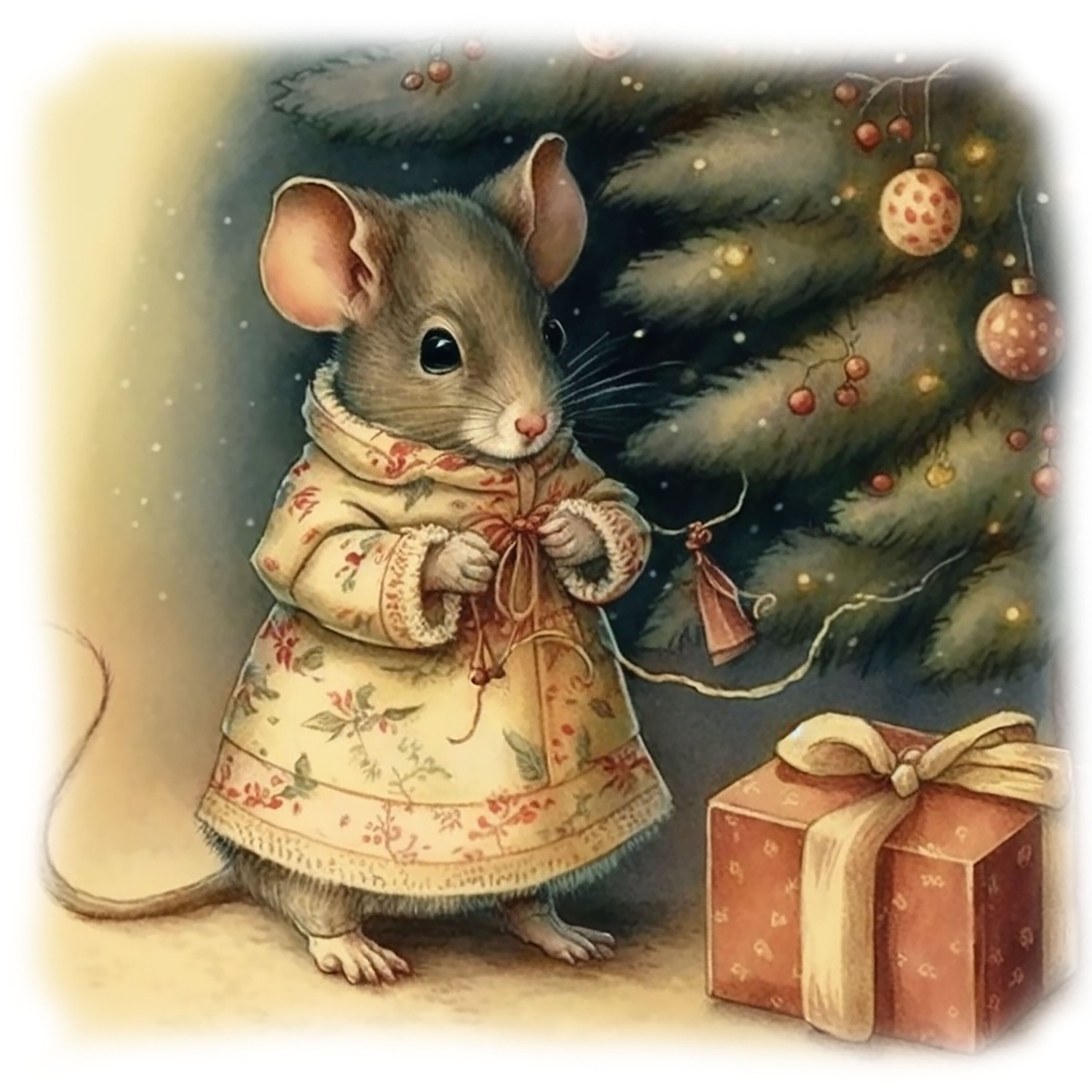 Christmas Mouse Watercolor Clipart: Festive Mice Jpgs (digital Download ...