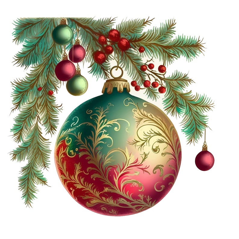 12 Jpgs, Christmas Bauble Clipart, High Quality,digital Download - Card ...