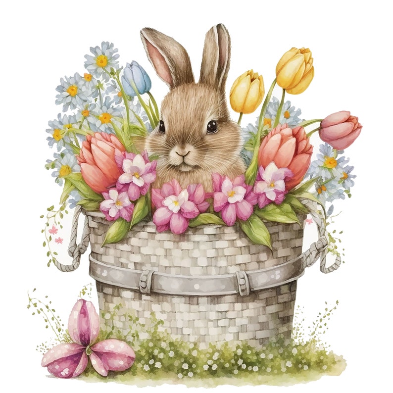 10 Jpgs, Easter Bunny Basket Clipart, Commercial Use, Digital Download ...
