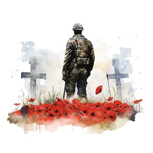 30 Remembrance Day Scene Clipart, Jpgs, Scarlet Poppies, Digital ...