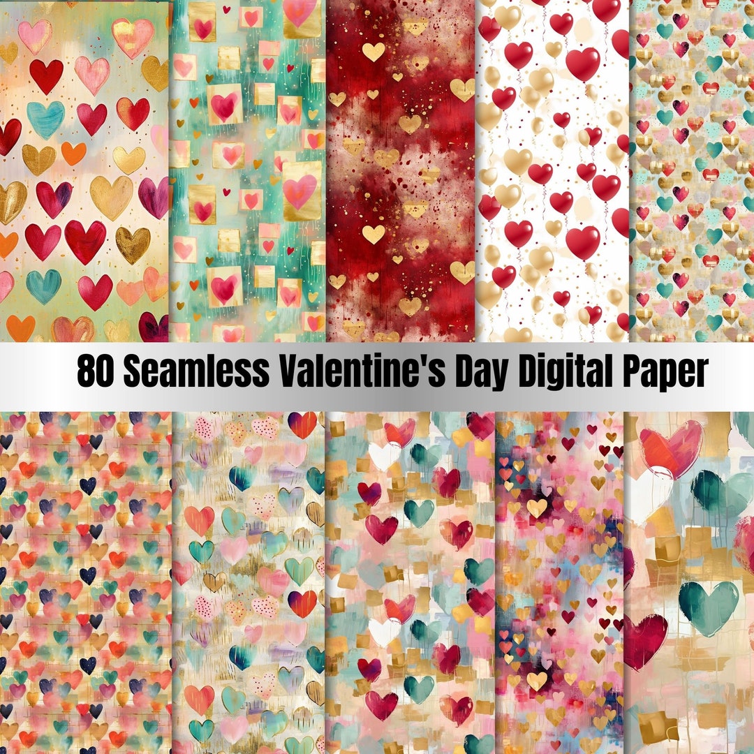 Seamless Valentine Digital Paper,valentine Digital Papers,valentines ...