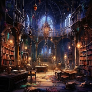 30 Printable Magical Library Digital Paper,jpgs,magical Library ...