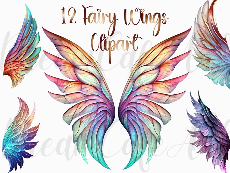 12 Fairy Wings Watercolor Clipart Png, Fairy Wings Сlip Art, Cute Fairy ...