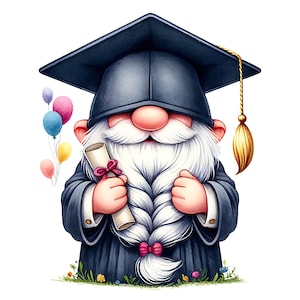 22 PNG, Graduation Gnome Clipart PNG Bundle, Graduation Gnome Clipart ...
