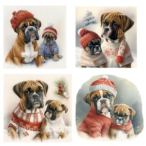 19 Watercolor Christmas Boxer PNG, Digital Clipart PNG, Portrait Boxer ...