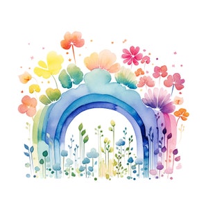 17 Watercolor Pastel Rainbow Clipart Bundle, Jpgs,sun,clouds, Rainbow ...