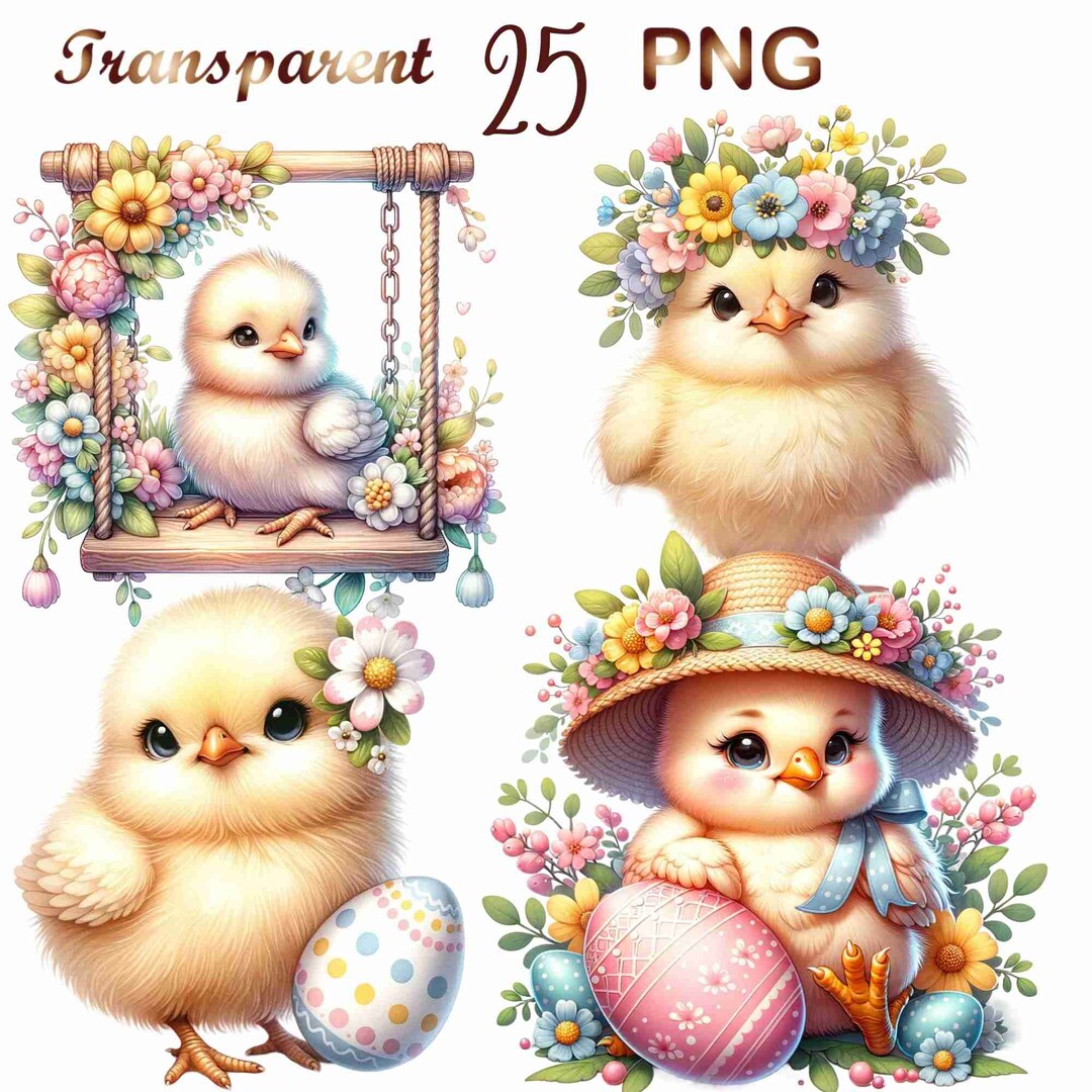 25 PNG Easter Chicks Clipart Bundle,easter Bundle Clipart, Easter ...