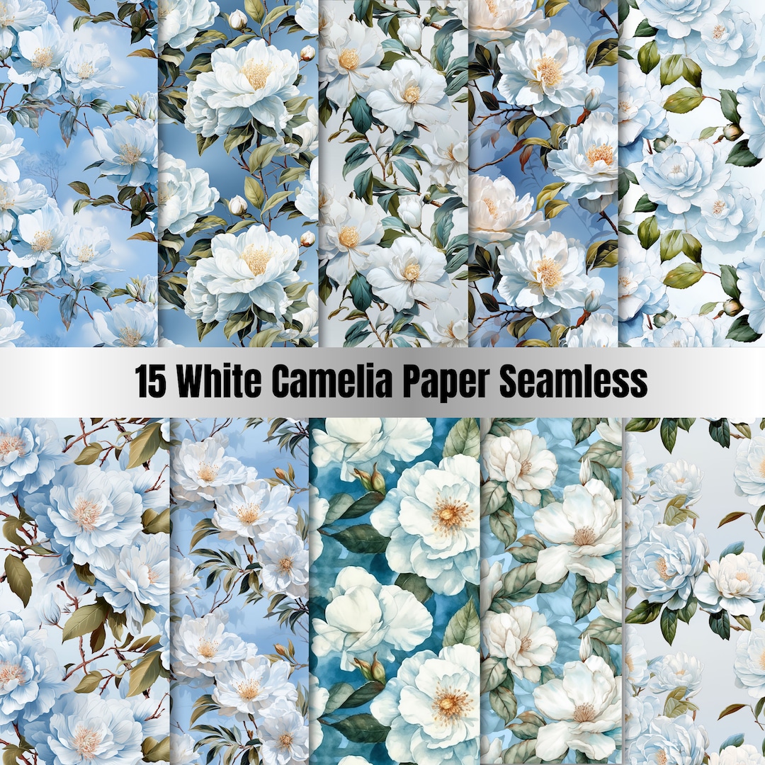 15 Camelia Paper Seamless,digital Paper Pack, Camelia Flower Repeating ...