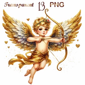 13 PNG Watercolor Valentine's Day Cupid Clipart, Valentines Day Cute ...