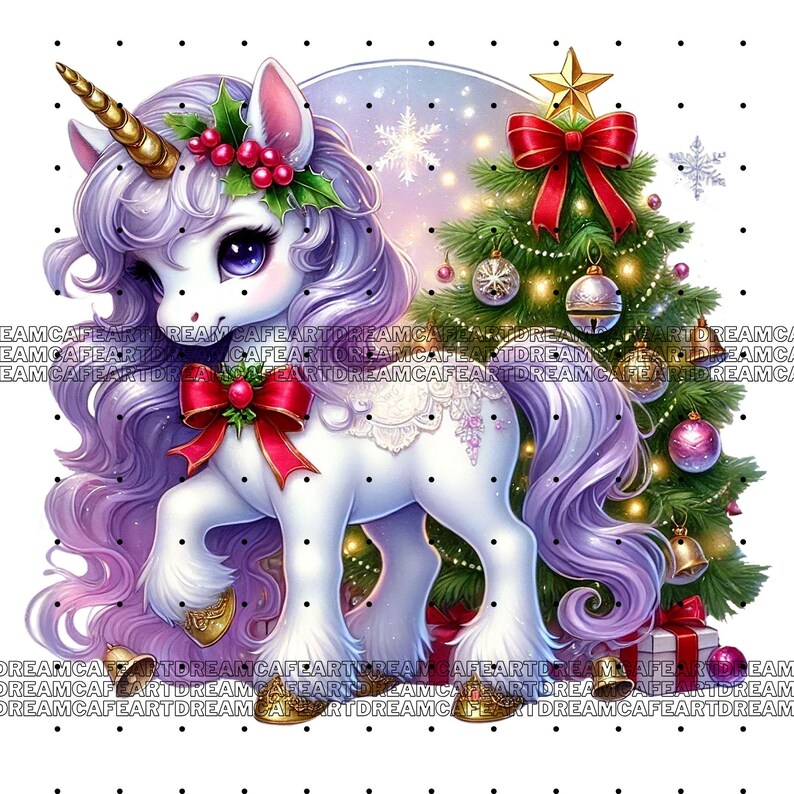 Christmas Unicorns Clipart Bundle 41 PNG, Set 6, Festive Unicorn ...