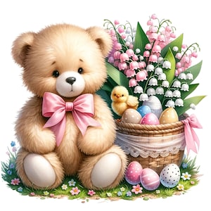 20 PNG Easter Teddy Bear Clipart Bundle, Easter Clipart, Easter Png ...