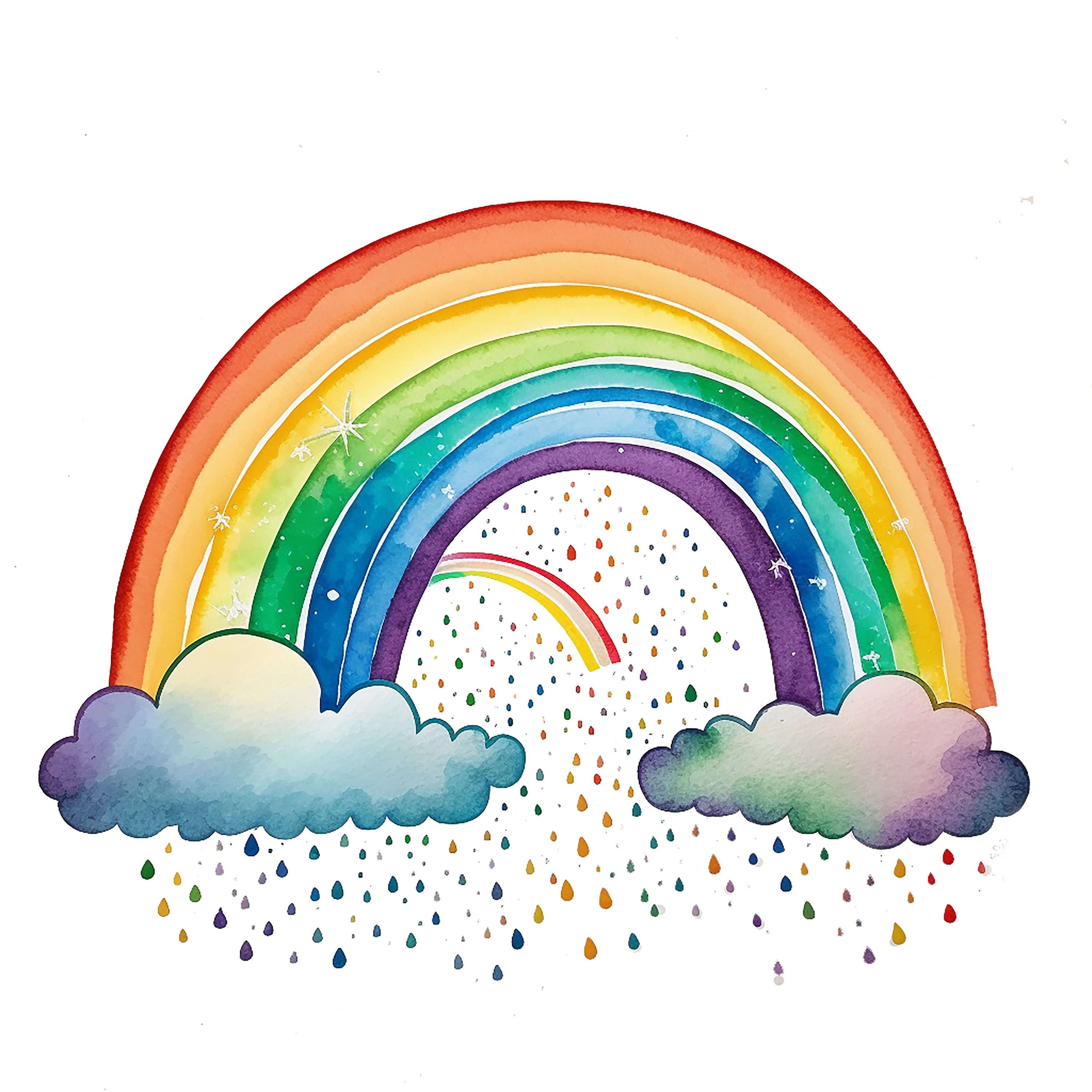 10 Watercolor Rainbow Clipart, High Quality, Jpgs, Commercial Use ...