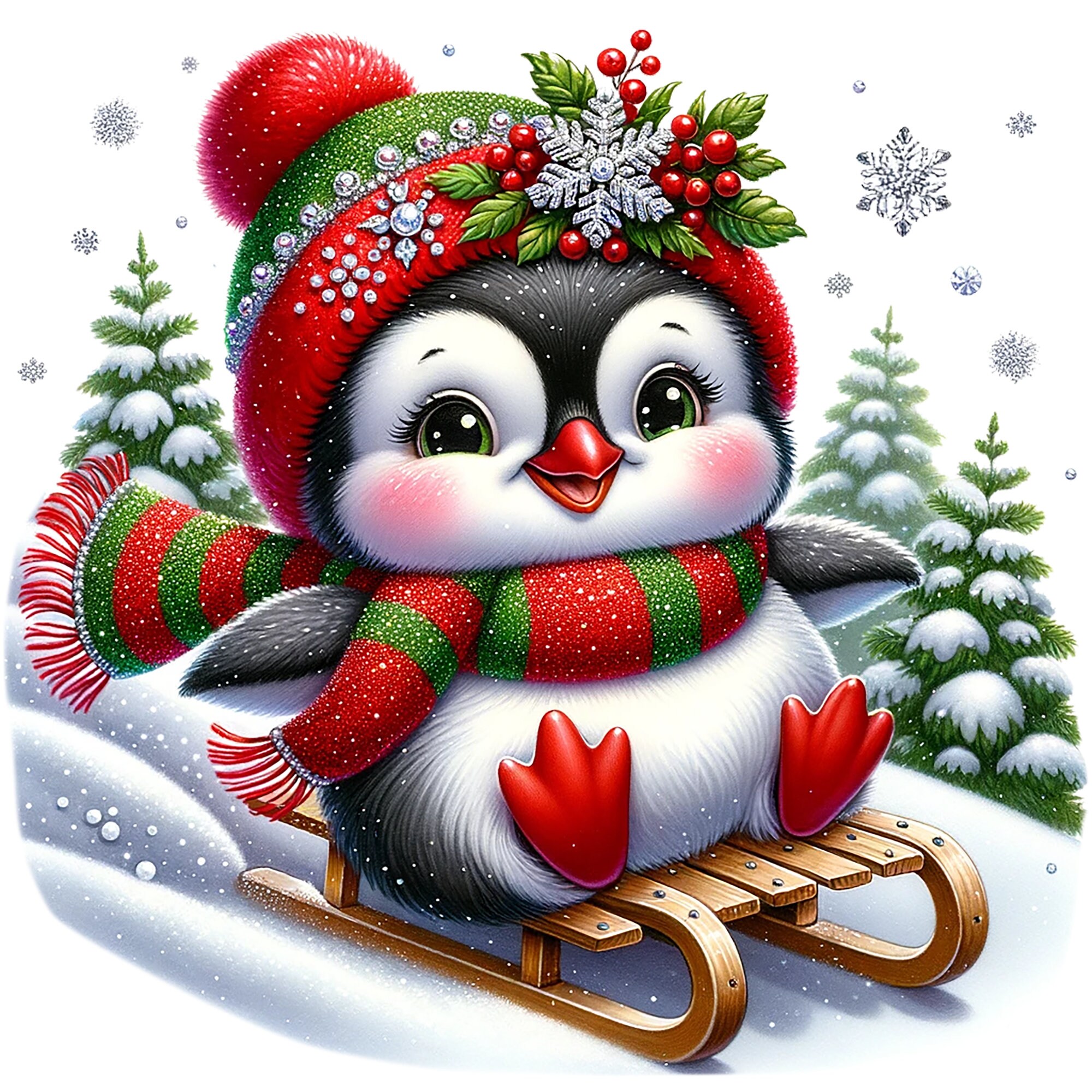12 Winter Penguin Clipart PNG and JPG, Set 1, Christmas Penguin Clipart ...