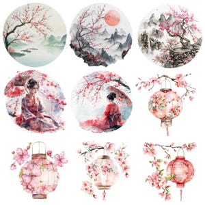 145 PNG, Watercolor Sakura Clipart Bundle, Spring Flowers Clipart ...
