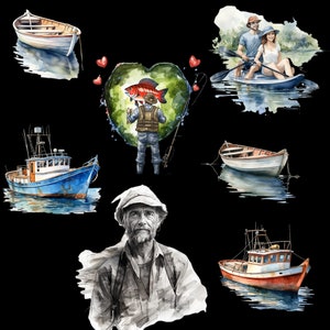 85 Watercolor Fishing Clipart PNG, Fishing Clipart Bundle, Fishing 85 ...