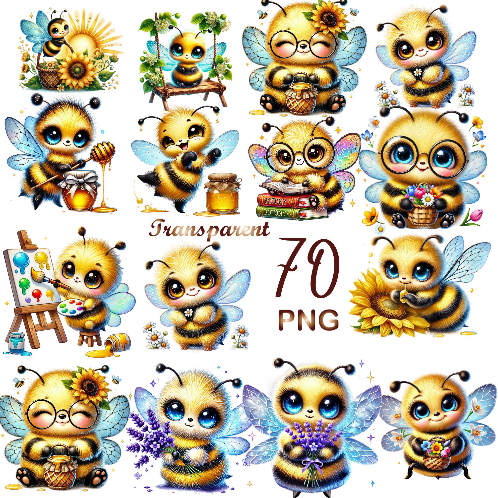 70 PNG Sweet Bees Clipart Bundle, Cute Bees Clipart Bundle, Cute Bees ...