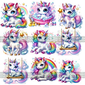 110 PNG Baby Unicorns Clipart Bundle – Cute Magical Unicorn Graphics ...