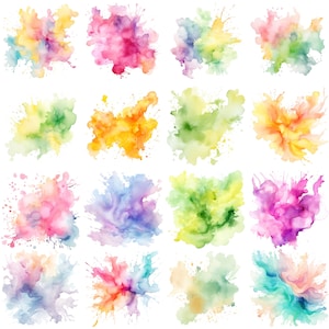40 Watercolor Pastel Alcohol Ink Splash PNG Paint Splatter Clipart ...