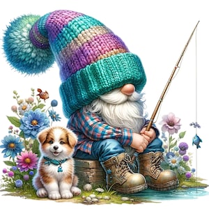 30 PNG, Watercolor Dog Gnome Clipart Collection Clipart Bundles,dog ...