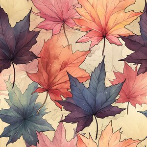 24 Seamless Autumn Flowers Digital Paper,leaves Seamless,autumn Floral ...