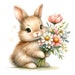 12 PNG/JPG, Watercolor Pastel Rabbit Clipart, Bunnies PNG, Floral Bunny ...