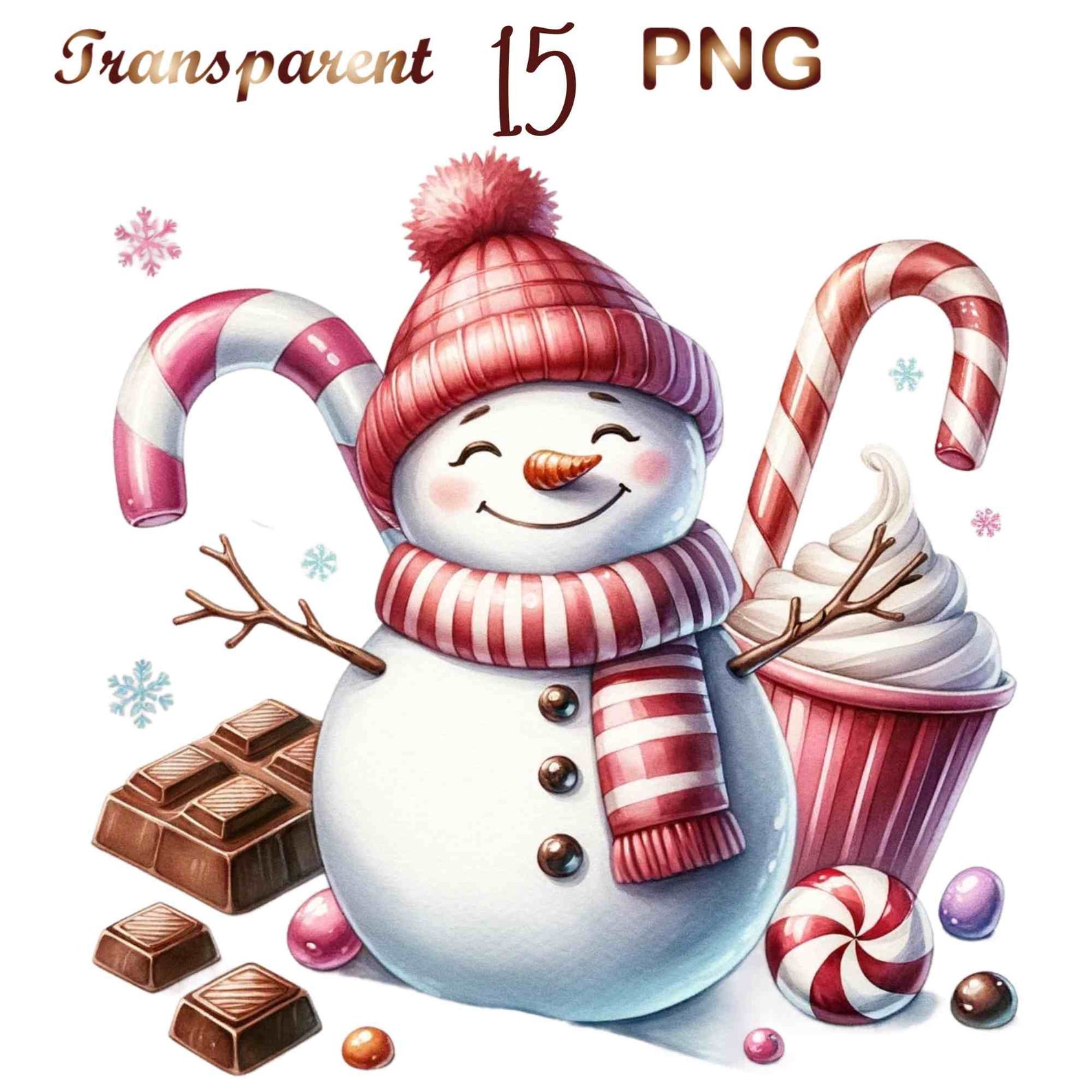 15 Christmas Snowman Bundle Clipart, Snowman Clipart, Candyland Clipart ...