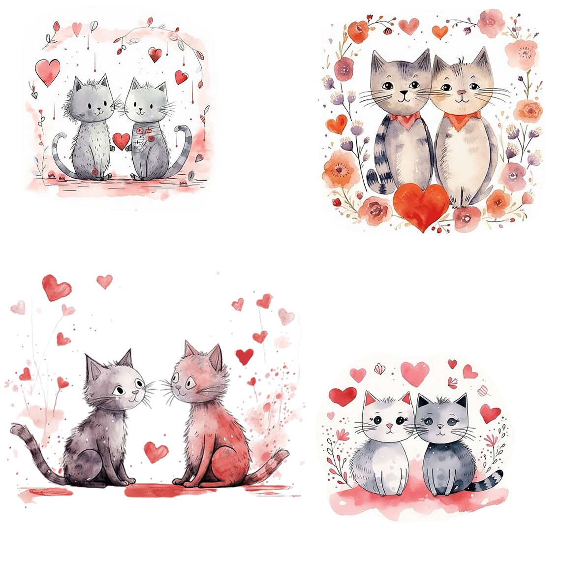 29 Valentine's Day Clipart PNG, Valentines Cats Clipart,commercial Use ...