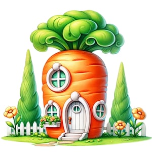 60 PNG, Vegetable Houses Clipart Bundle, Fairy Houses Clipart Bundle ...