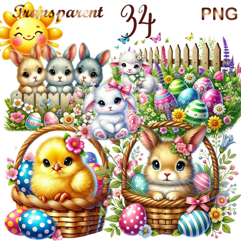 Easter Clipart Bundle, Spring Holiday Llustrations Designs, Digital ...