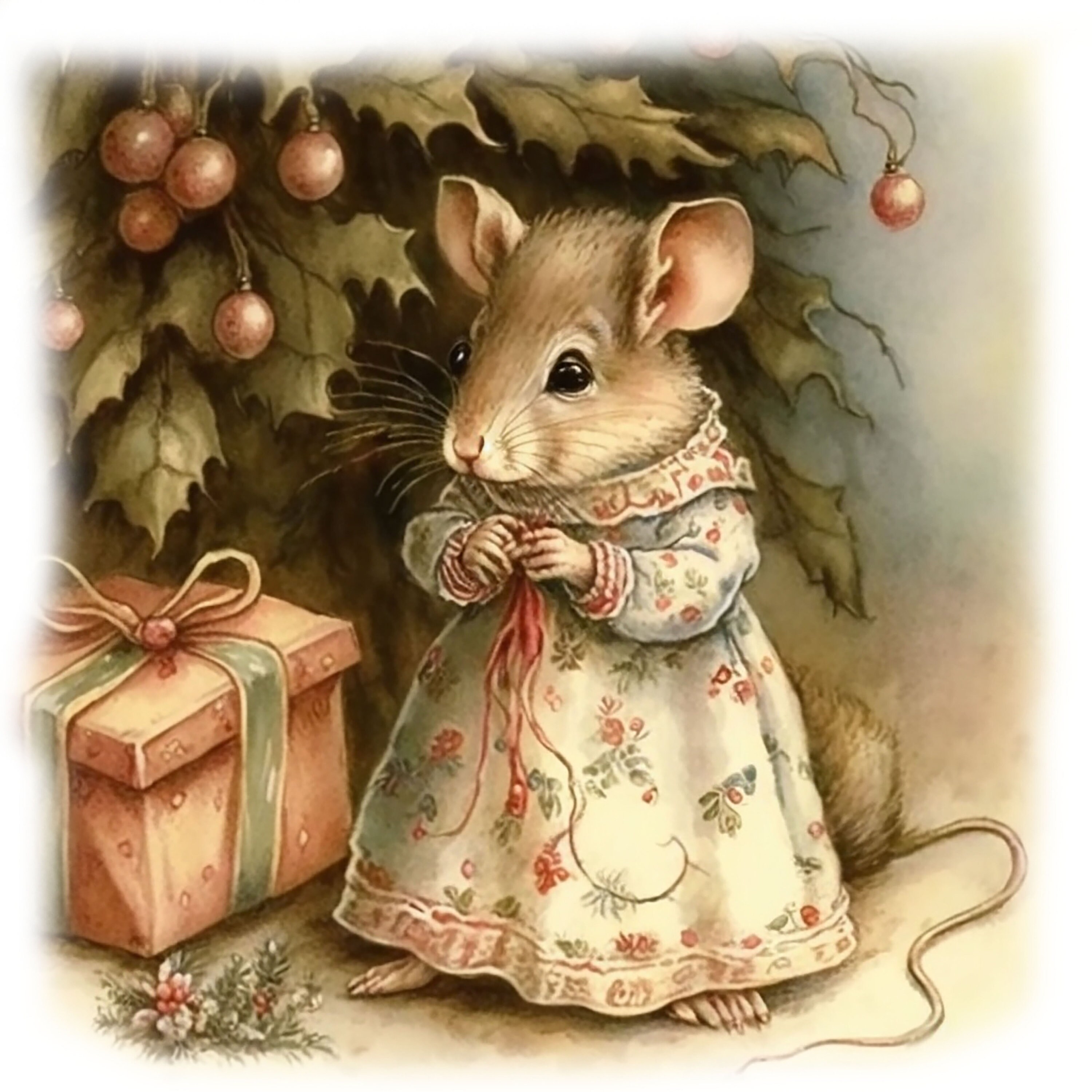 Christmas Mouse Watercolor Clipart: Festive Mice Jpgs (digital Download ...