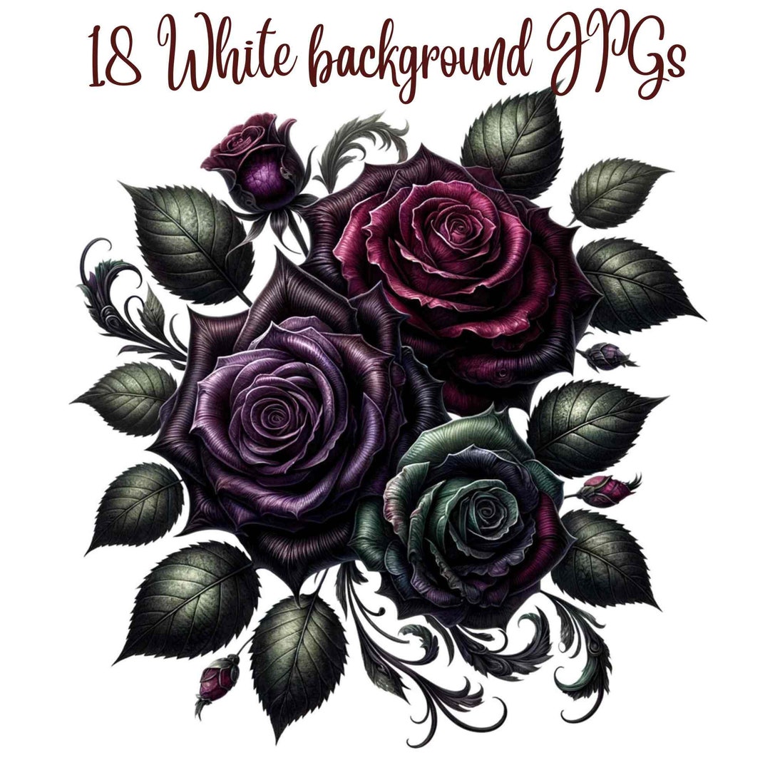 18 JPG, Gothic Flowers Clipart, Magical Gothic Flowers Clip Art, Dark ...