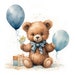 28 Birthday Teddy Bear Clipart Watercolor Jpgs,high Quality,digital ...