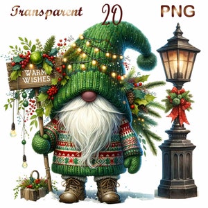 20 PNG Gnome Christmas Clipart Bundle,black Gnome Png,gnome Clipart ...