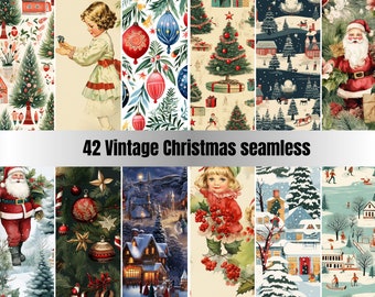 Seamless Christmas Digital Paper Pack, Winter Holiday Seamless Pattern ...