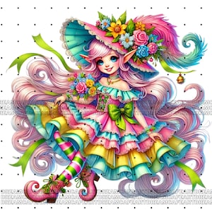 23 PNG Set 2 Spring Elves Clipart Bundle, Whimsical Elf Illustrations ...