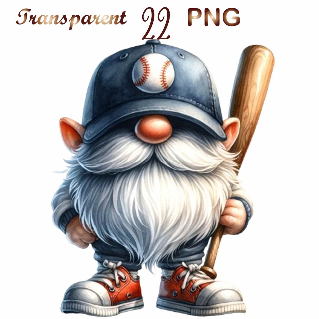 Baseball Gnome Clipart Bundle: Baseball Mom & Player PNG (digital ...
