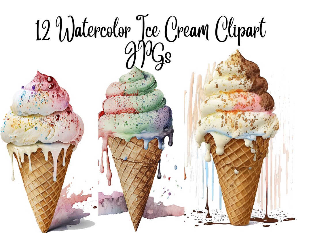 12 Ice Cream Clipart, Summer Clipart, Jpgs, Commercial Use, Digital ...