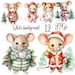 12 Christmas Mouse Clipart - High Quality Jpgs -digital Download -card ...