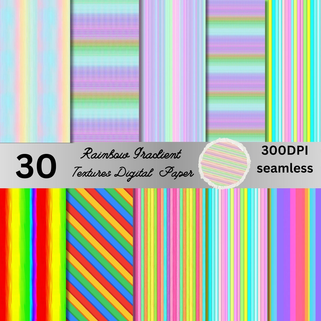 30 Seamless Rainbow Gradient Digital Paper, Gradient Digital Papers ...