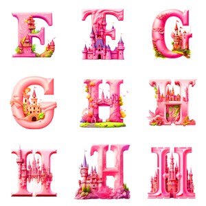 44 Alphabet Letters Clipart,png,pink Princess Fairy Tale Castle Letters ...