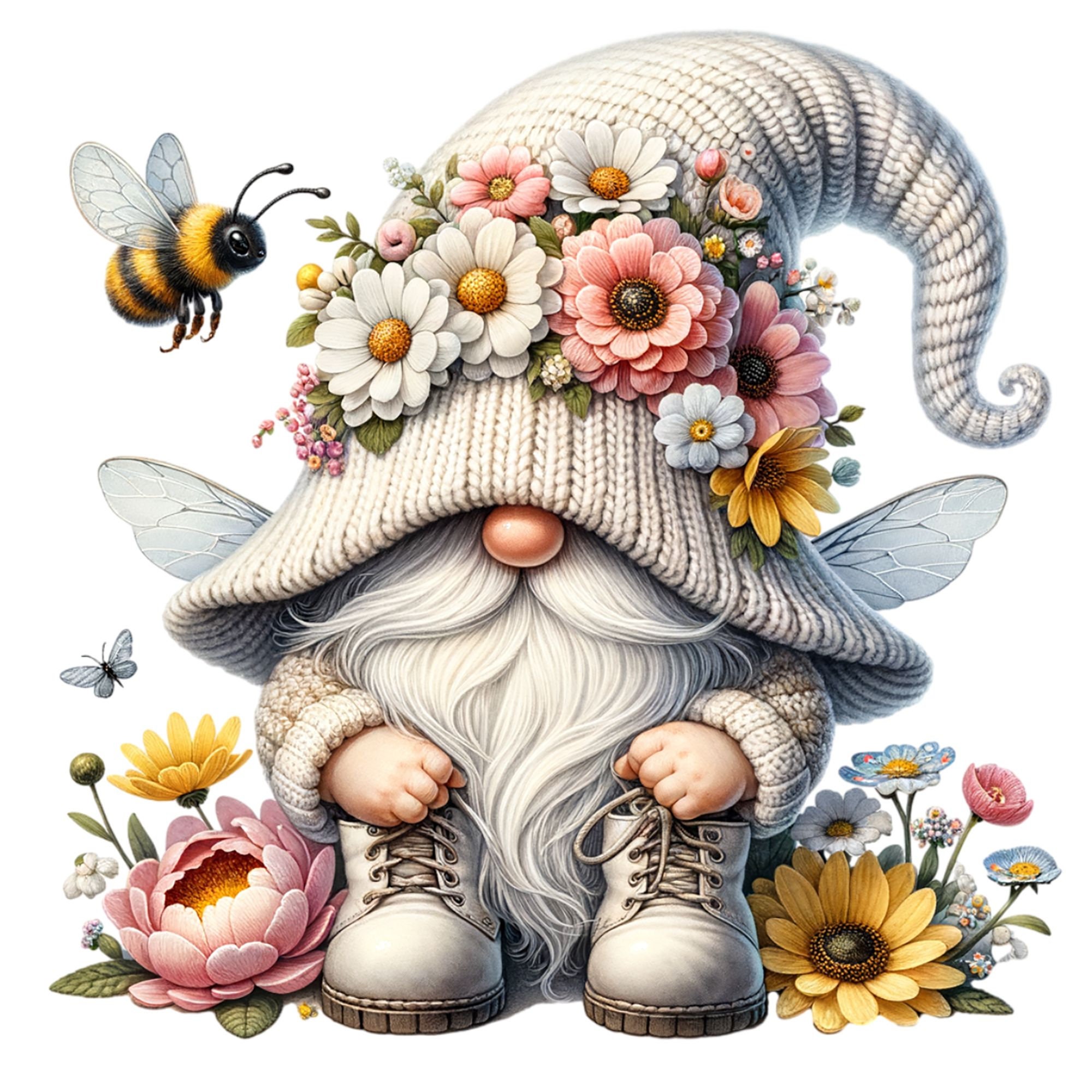 21 PNG, Flower Bee Gnome Clipart Bundles,gnome With Flowers,clipart for ...