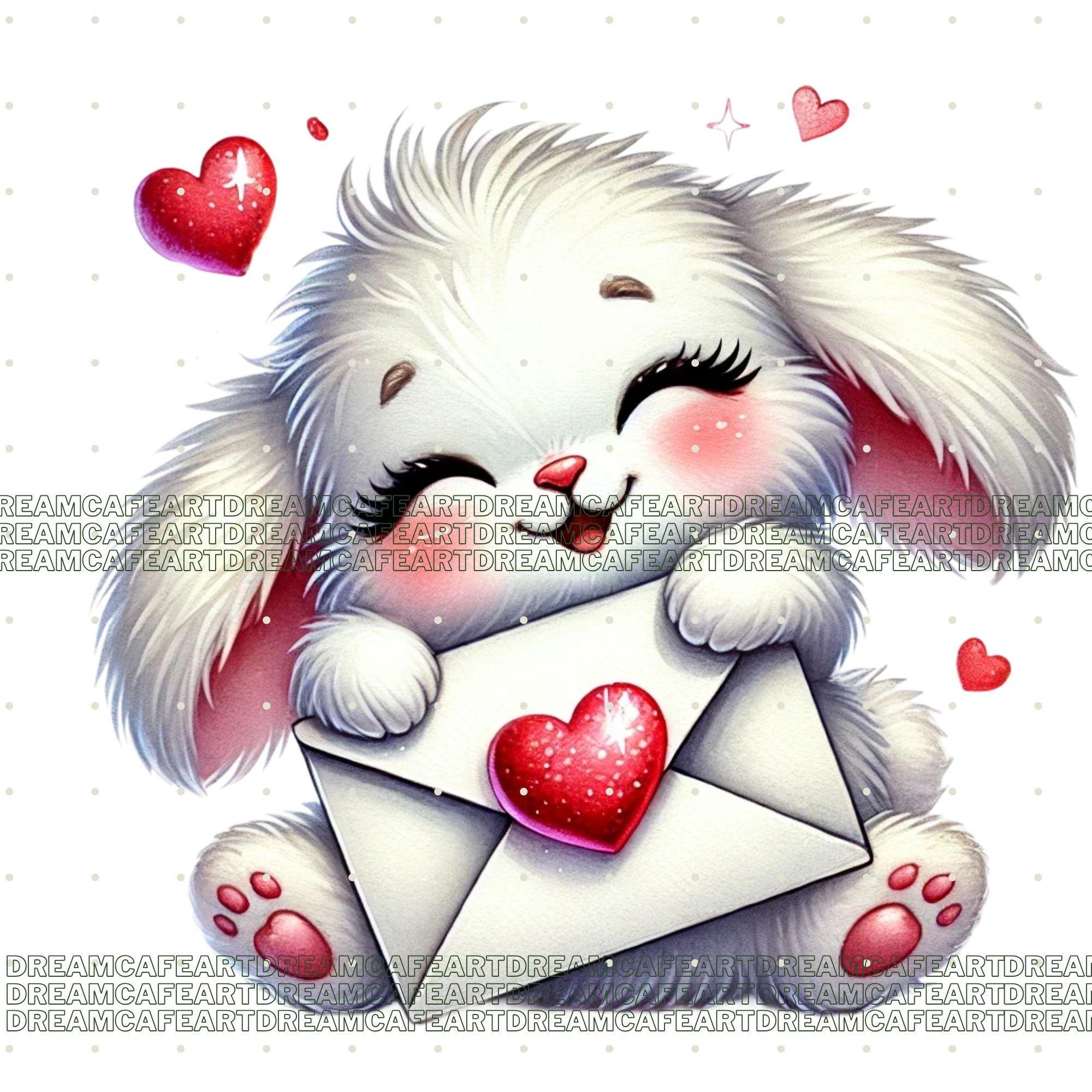 Valentine Bunny Clipart Bundle – 42 Cute Pngs Rabbits, Hearts, Roses ...