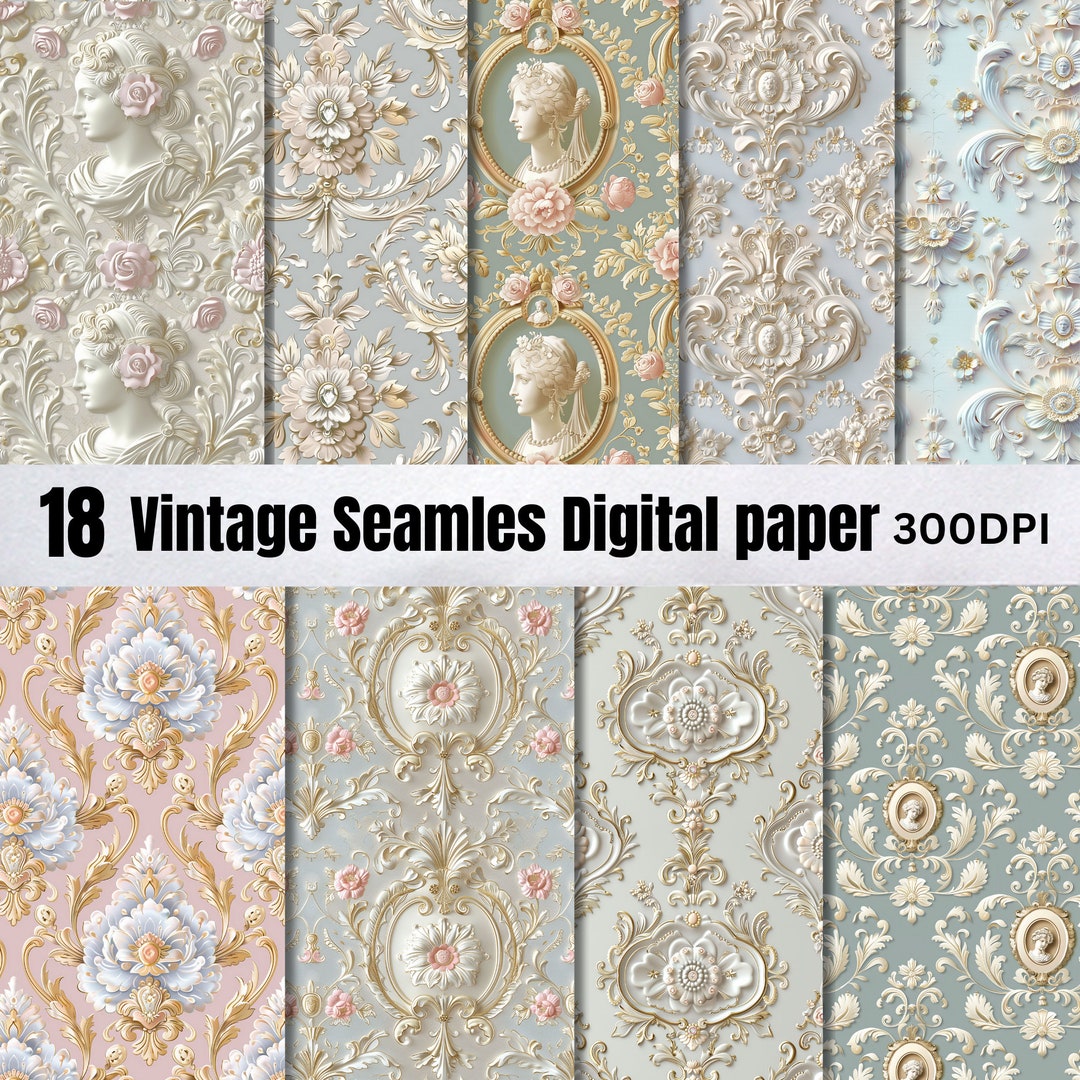 18 Seamless Vintage Digital Paper, Pastel Plaid Background Seamles ...