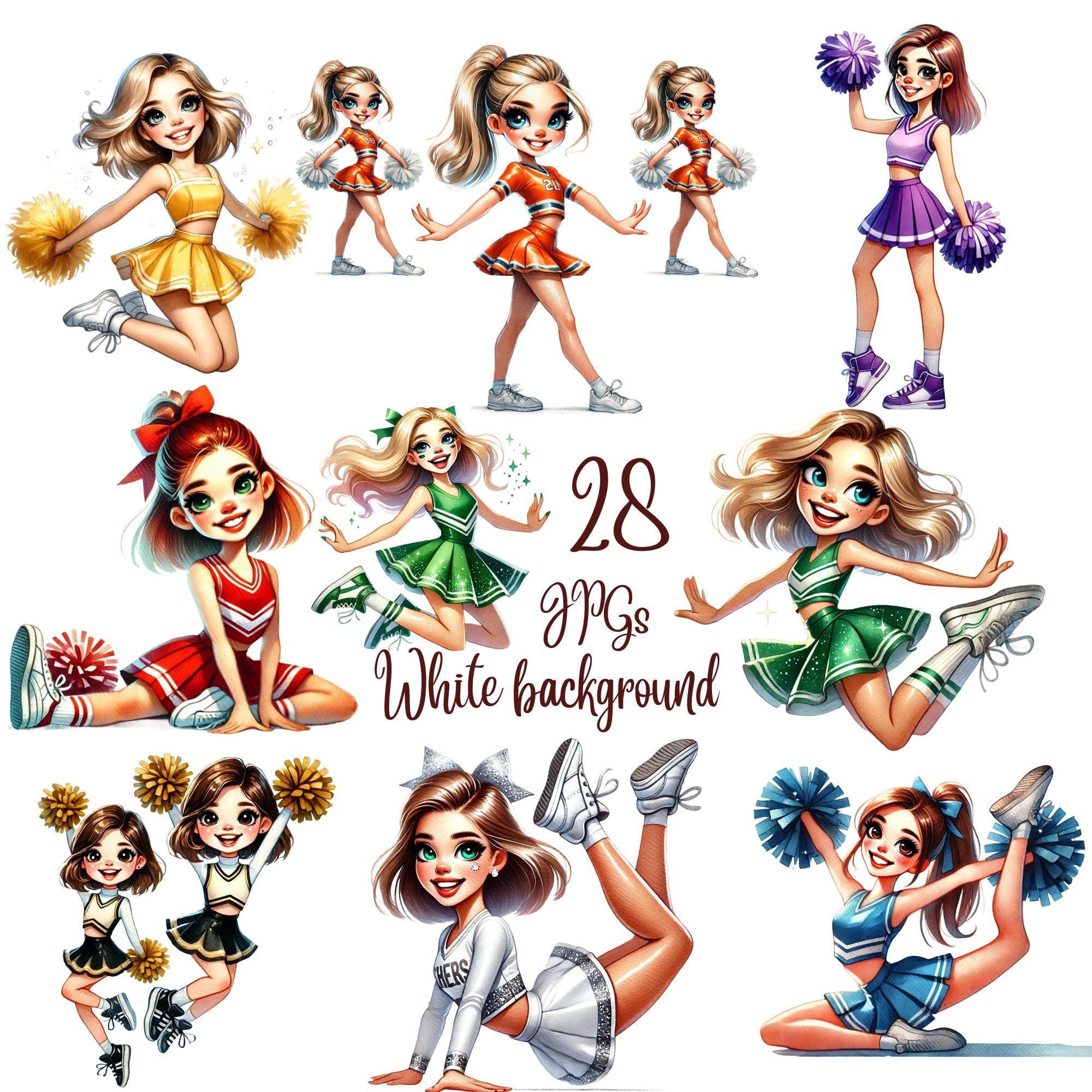 Immagini Clipart Di Cheerleading Cheerleader Silhouettes Clip Art Set