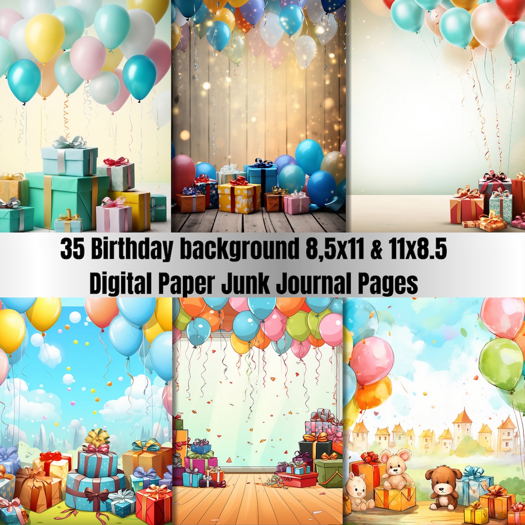 35 Printable Birthday Background Digital Paper, Birthday Background ...
