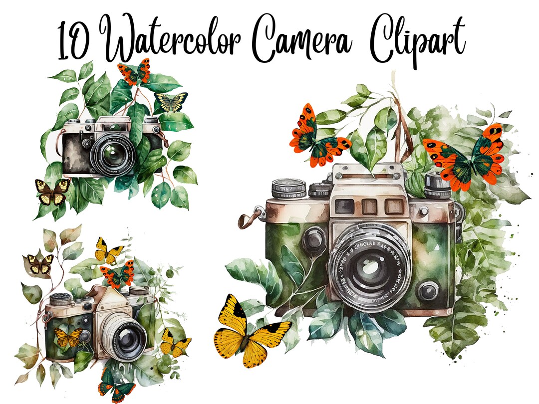10 Watercolor Camera Clipart, Camera Clipart, Camera Clip Art, Jpgs ...